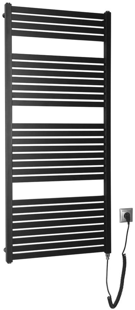 Aqualine - Topné těleso Tondi-E 60x133 cm, 600 W, matná černá DE486T