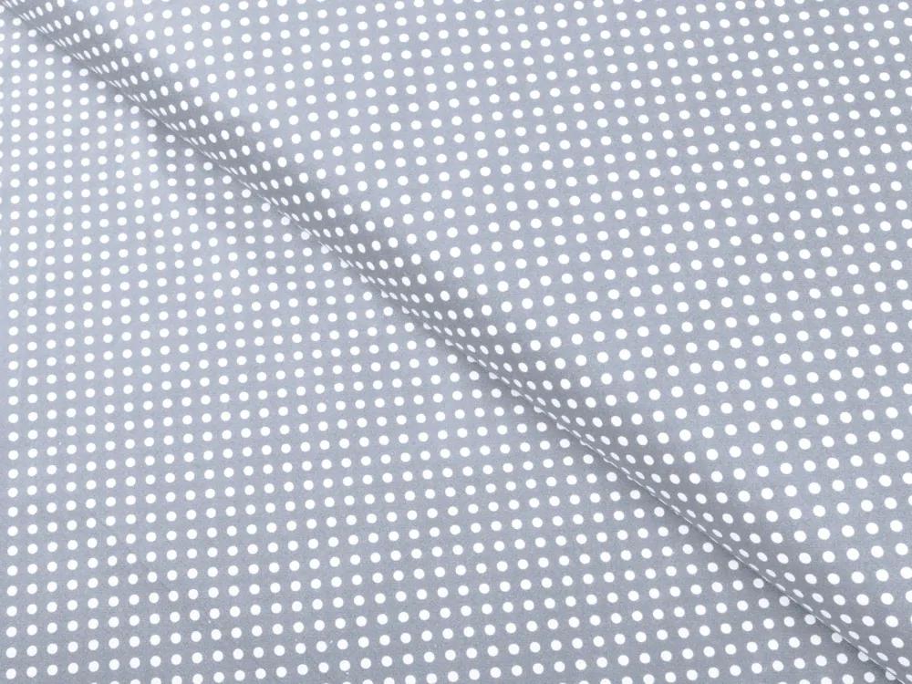Biante Bavlněný běhoun na stůl Sandra SA-342 Bílé puntíky na šedém 20x180 cm