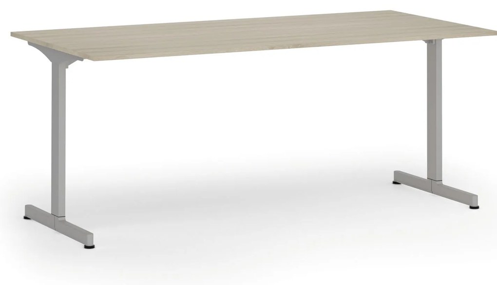 Kancelářský stůl PRIMO BETA, 180x90 cm, šedá podnož, dub přírodní