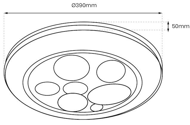 Stropní LED svítidlo Bubbles, 1x LED 30w, 3000-6000k, w/g, s ovladačem