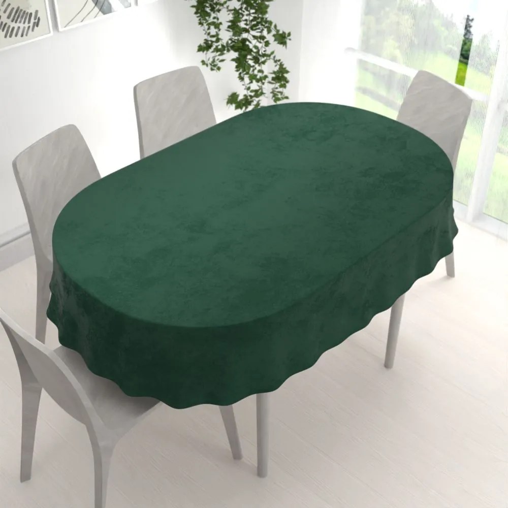 Biante Velký sametový oválný ubrus Velvet Premium SVP-040 Lesní zelená 160x220 cm