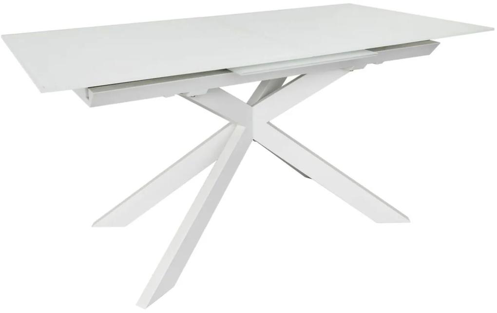 Bílý skleněný rozkládací jídelní stůl Kave Home Atminda 160/210 x 90 cm