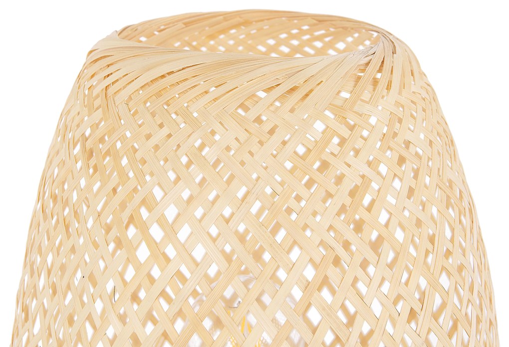 Bambusová stolní lampa světlé dřevo BOMU Beliani