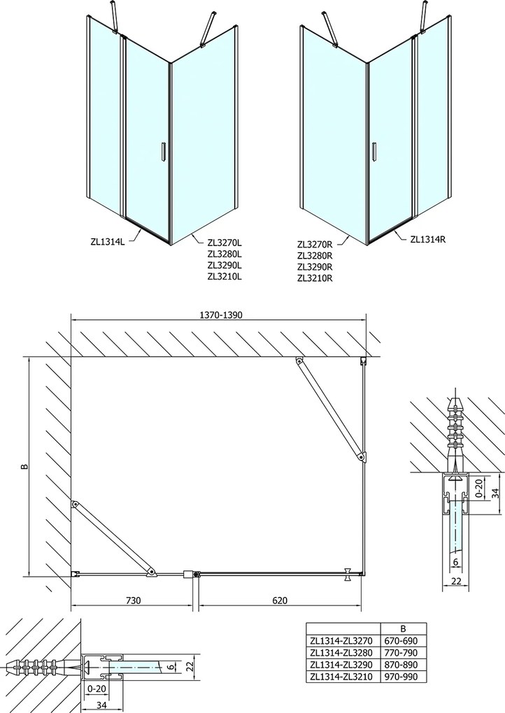Polysan Zoom Line ZL1314ZL3270 sprchový kout 140 x 70 x 190 cm obdélníkový Koupelny Bernold