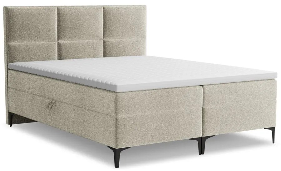 Taupe boxspring postel s úložným prostorem 180x200 cm Pakalana – Makamii