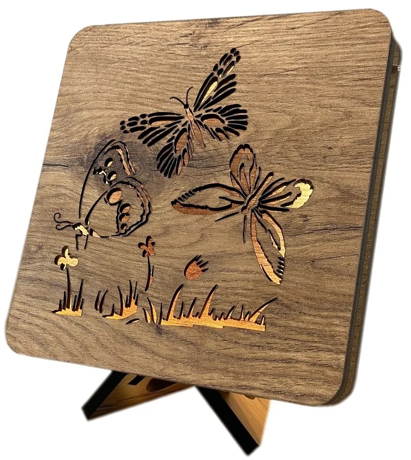 Li-Go "Motýli" lampa 19x19cm provedení povrchu: ořech