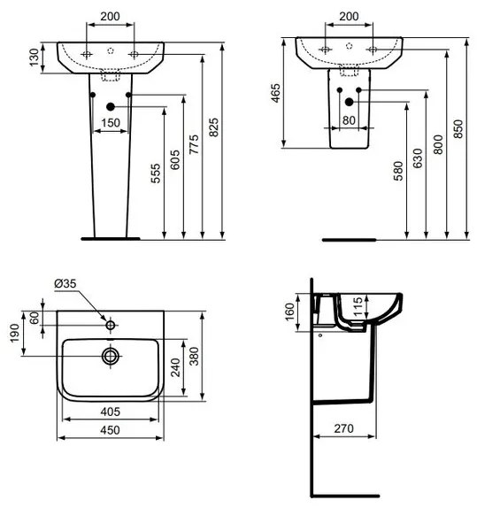 Ideal Standard i.life B Umyvadlo 45 cm, bílá T4610HY