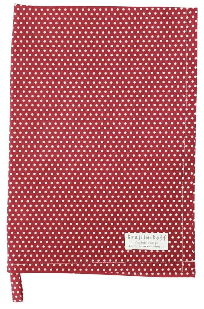 Krasilnikoff Bavlněná utěrka Micro Dots Red, červená barva, textil