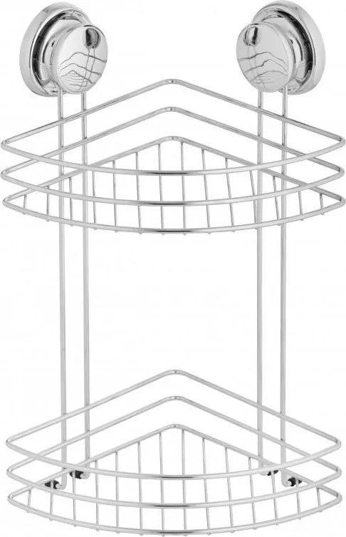 Erga Gavi, rohová koupelnová dvojitá polička, chromová, ERG-YKA-CH.GAVI-KN2