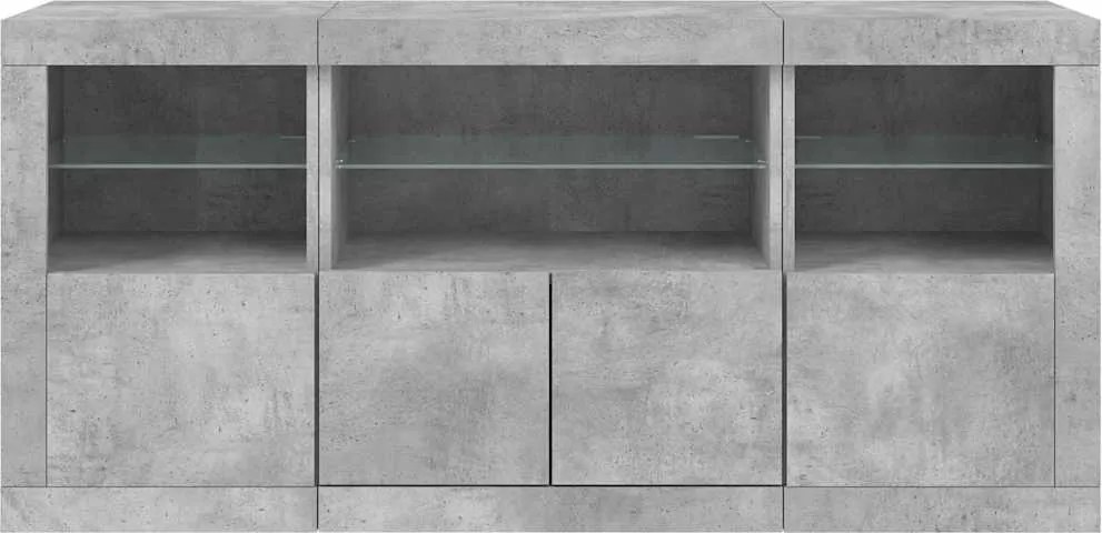 Příborník s LED osvětlením betonově šedý 142,5 x 37 x 67 cm 3209068