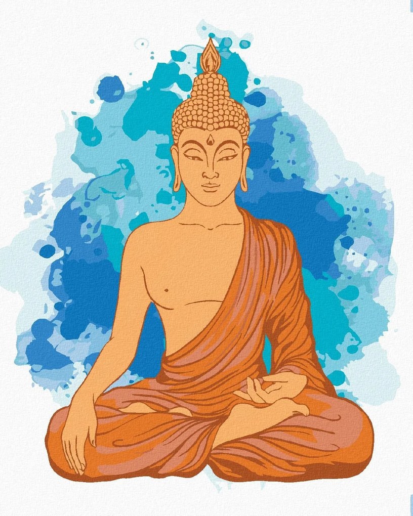 zuty zuty - malování podle čísel - meditující oranžový buddha, 40x50 cm, plátno+rám
