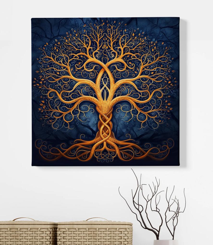 Obraz na plátně - Strom života Zlatá moudrost FeelHappy.cz Velikost obrazu: 120 x 120 cm