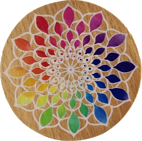 AMADEA Dřevěná krabička kulatá mandala, masivní dřevo, 8 cm, český výrobek