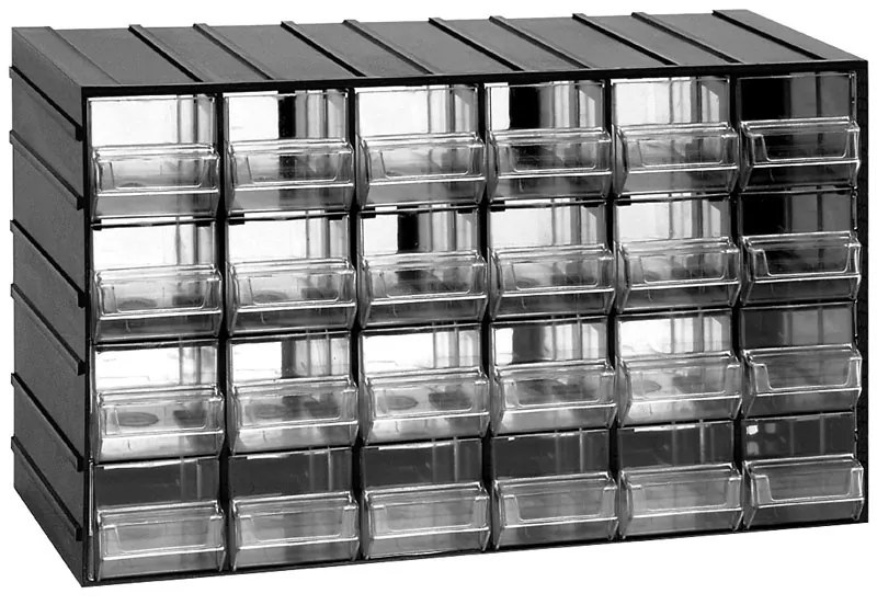 Modulová skříňka se zásuvkami, 382 x 148 x 230 mm, 24 zásuvek