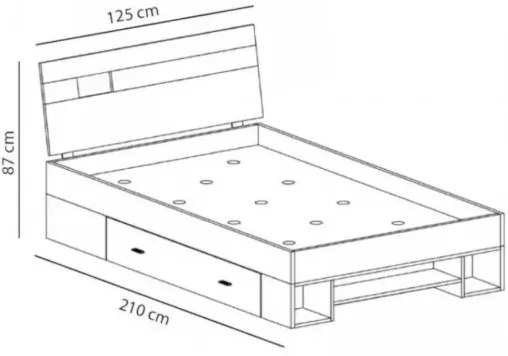 Meblar Postel Next NX18 Barva: borovice bělená/viola