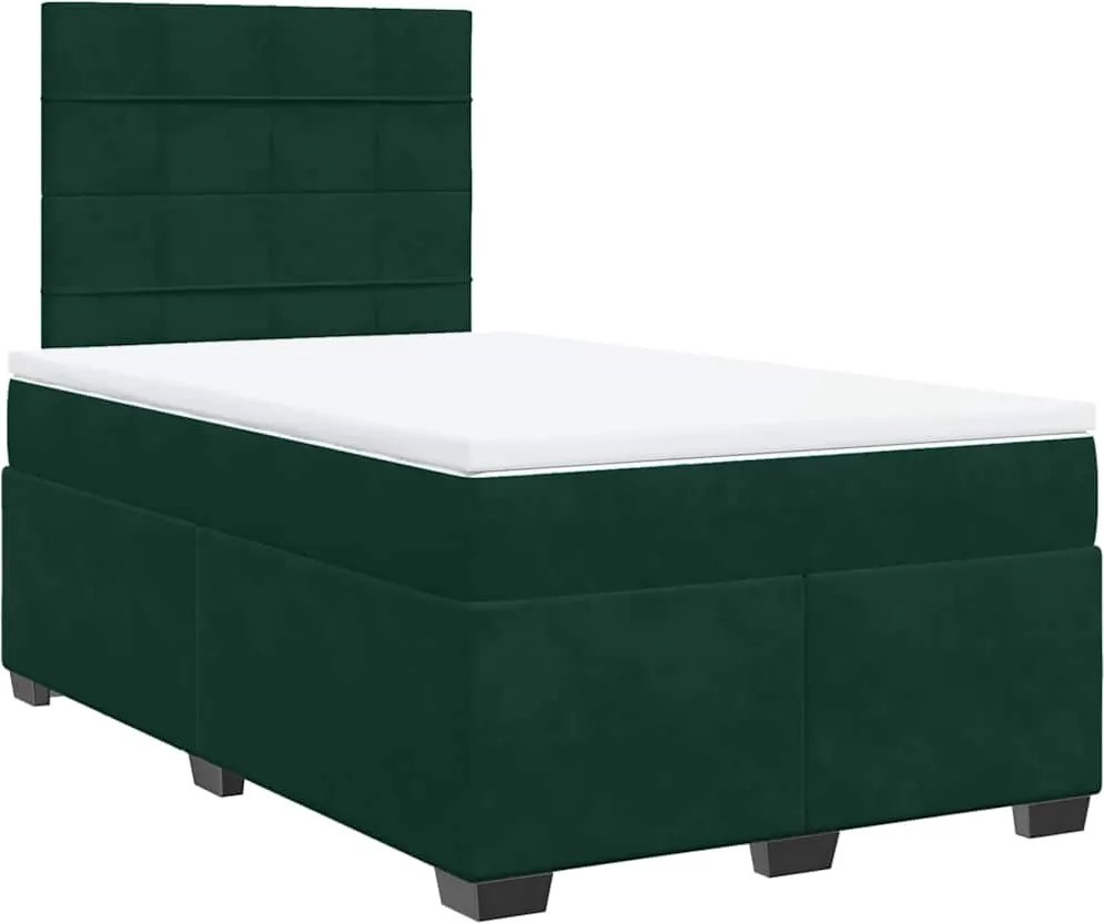Box spring postel s matrací tmavě zelená 120 x 200 cm samet 3293185