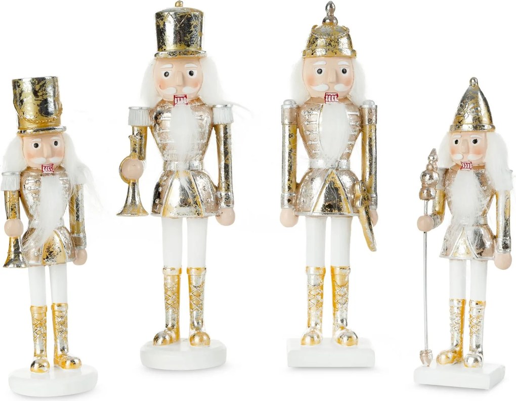 VÁNOČNÍ DEKORAČNÍ FIGURKA NUTCRACKER 20 CM STŘÍBRNÁ