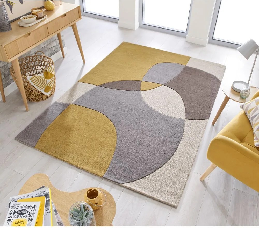 Kusový koberec Radiance Glow Ochre, 160x230, žltá, obývacia izba, Flair Rugs