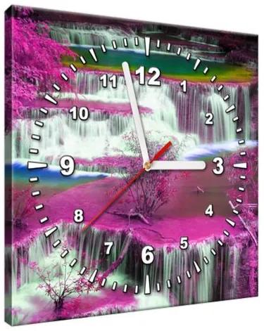Tištěný obraz s hodinami Fialová kaskáda 30x30cm ZP1861A_1AI