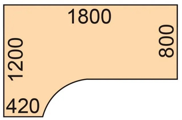 Výškově nastavitelný stůl, 2 motory, 745 - 1215 mm, rohový levý, deska 1800 x 1200 mm, bílá podnož, grafit