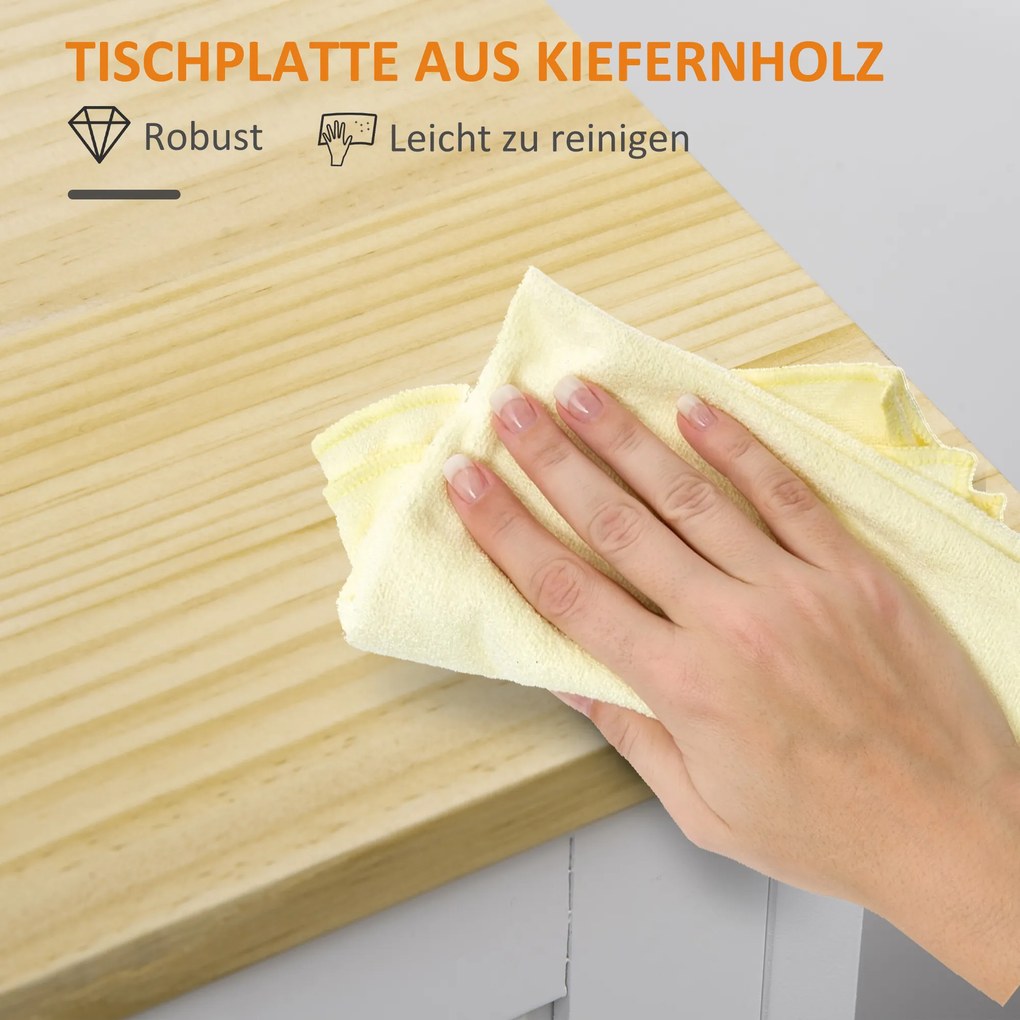 HOMCOM Kuchyňský vozík, servírovací vozík se 3 zásuvkami, 3 úrovně, pracovní deska, kuchyňský vozík, úložný vozík, bílý, 67 x 37 x 85 cm