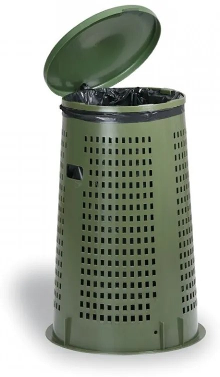Venkovní odpadkový koš - plastový, 120 l, tmavě zelená