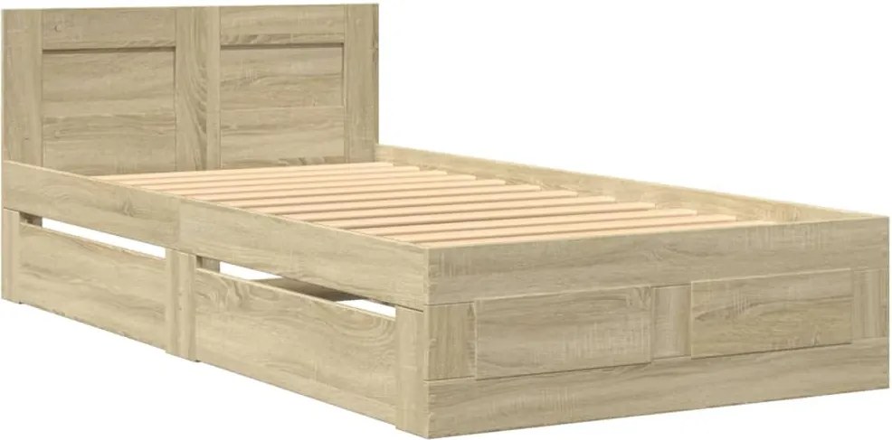 Rám postele s čelem dub sonoma 100 x 200 cm kompozitní dřevo 3295578