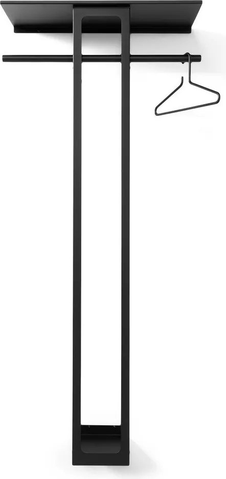 Černý ocelový nástěnný věšák s poličkou 70 cm Luno Large – Spinder Design