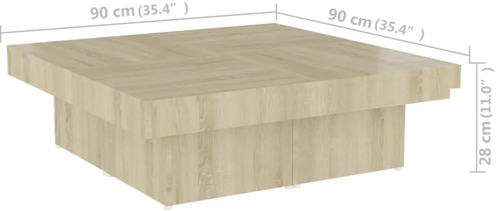 vidaXL Marketos Konferenční stolek dub sonoma 90 x 90 x 28 cm dřevotříska