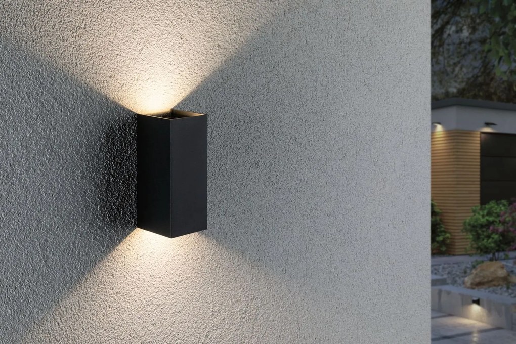P 94326 Venkovní nástěnné svítidlo Flame 2x2,8W IP44 3.000K antracit 230V - PAULMANN
