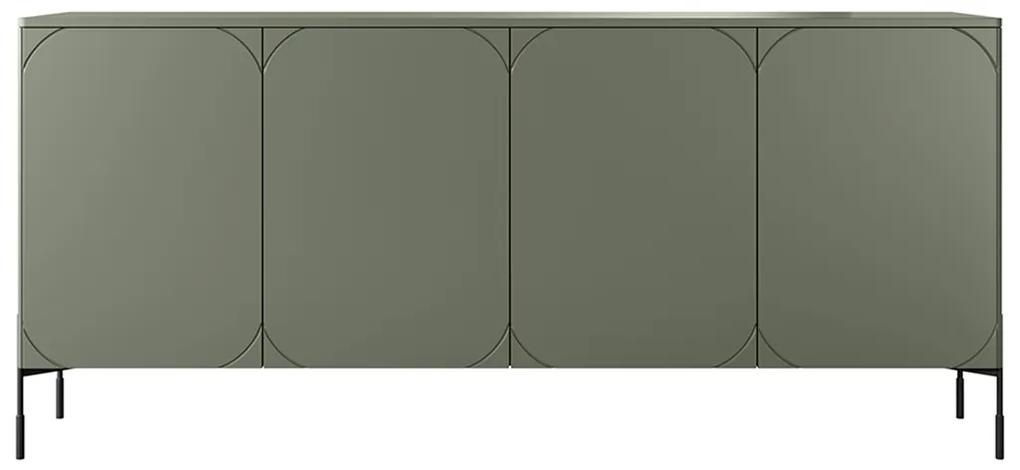 Komoda Sonatia 200 cm se dvěmi ukrytými zásuvkami - olivová