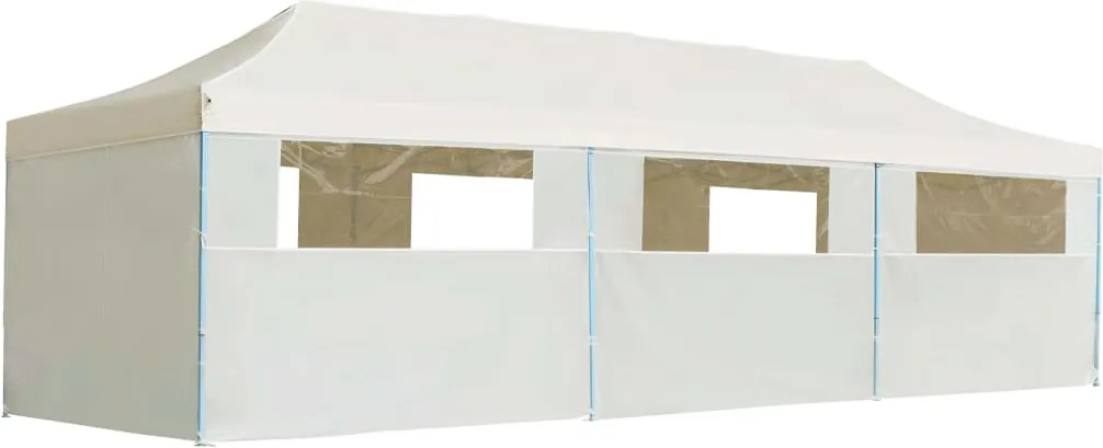 Skládací nůžkový stan Arriba s 8 bočními stěnami - krémový | 3x9 m