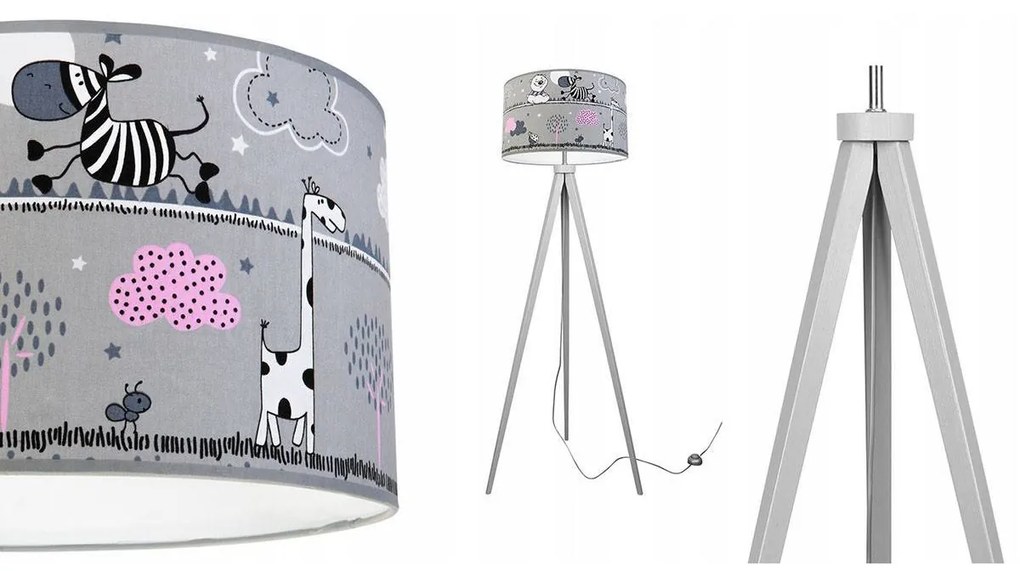 Dětská stojací lampa Ladybird, 1x textilní stínítko se vzorem, (výběr ze 2 barev konstrukce)
