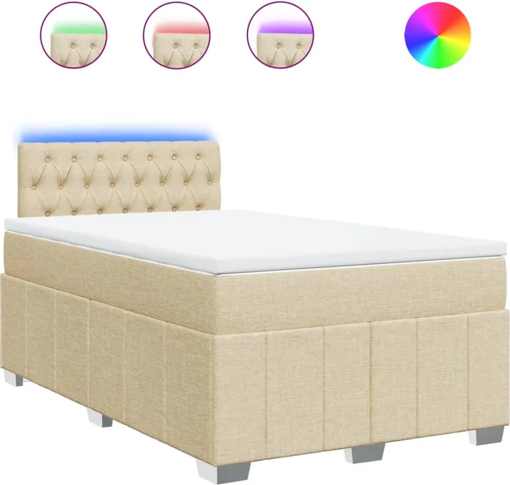 Box spring postel s matrací krémová 120x190 cm textil 3289319
