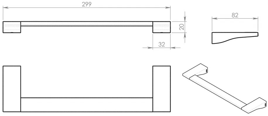 Gedy GLAMOUR držák ručníků 300x82mm, chrom 572130