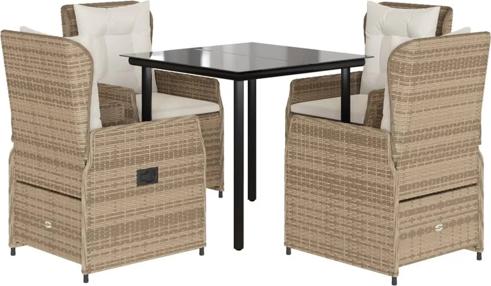 5dílný zahradní jídelní set s poduškami béžový polyratan 3262890