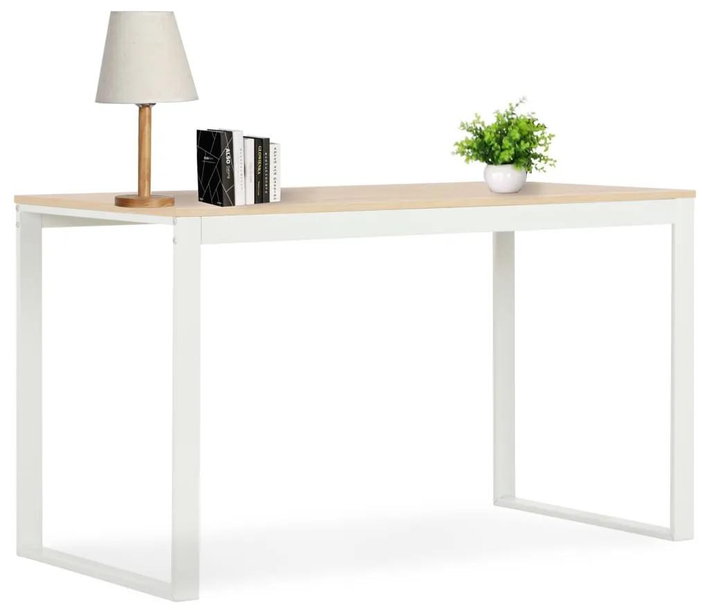 PC stůl Coin - bílý a dubový odstín | 120 x 60 x 73 cm