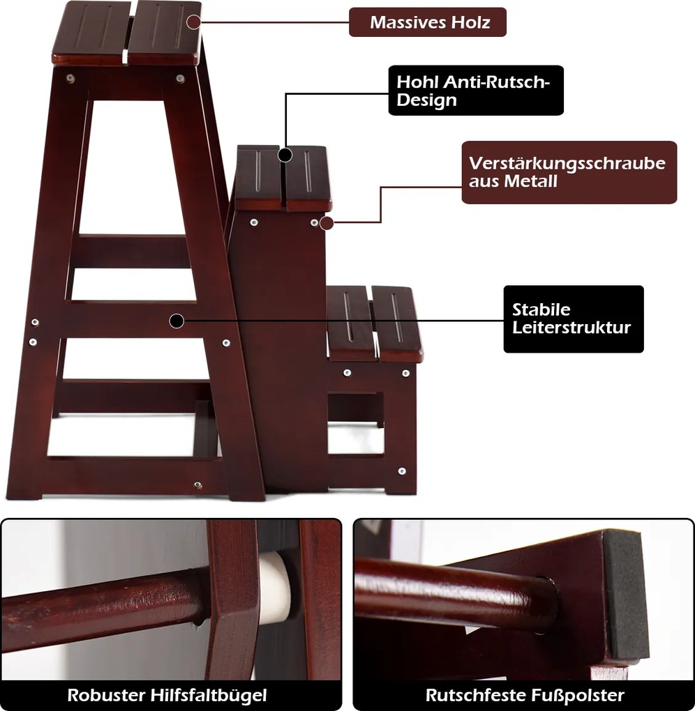 Costway Chair Ladder Žebřík Chair Stool Žebřík Stupeň Chair Stupeň skládací