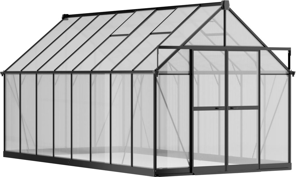 Skleník 240 x 244 x 488 cm, zesílená konstrukce, polykarbonát 6 mm