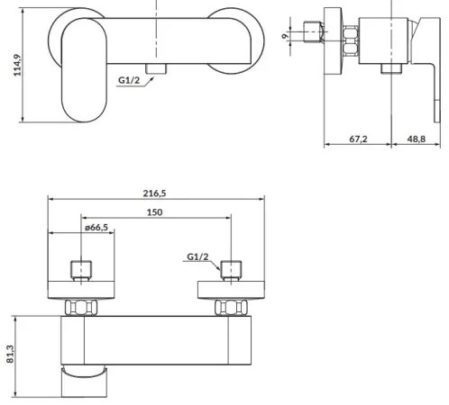 Cersanit S951-321 - Sprchová baterie CREA černá