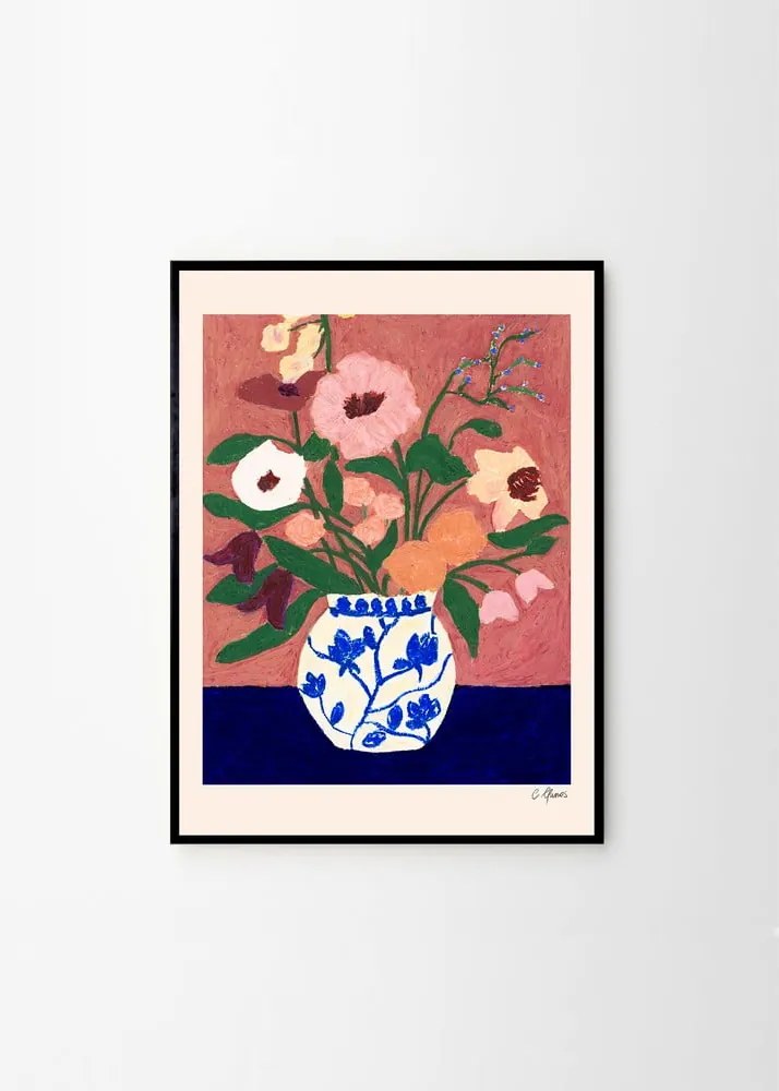 Plakát 30x40 cm Flowers on Blue Table – Carla Llanos – The Poster Club