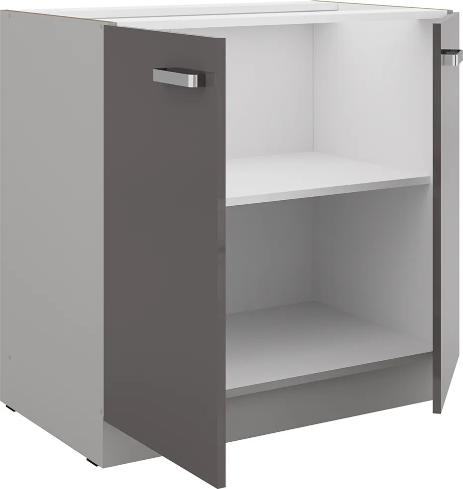 GREY gr | dolní skříňka 80 D 2F policová | 80 cm | světle šedá/tmavě šedá lesk