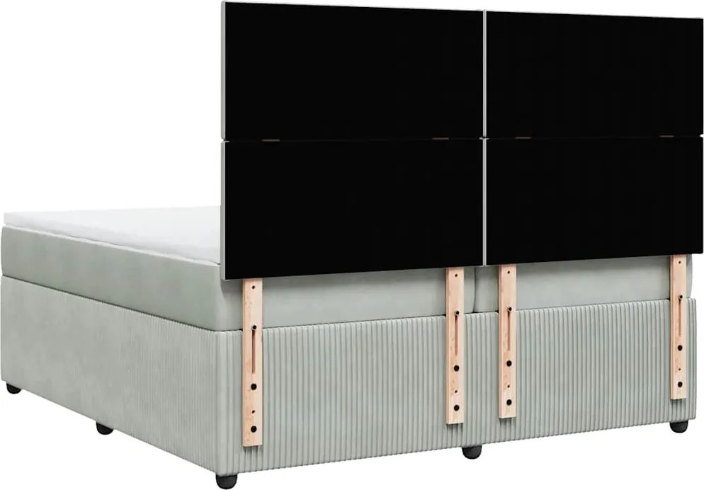 Box spring postel s matrací světle šedá 200x200 cm samet 3292424