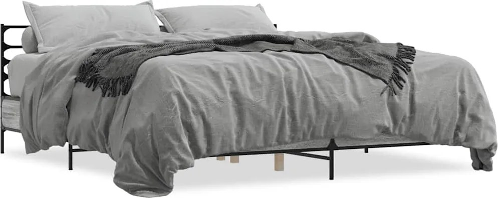 Rám postele šedý sonoma 200 x 200 cm kompozitní dřevo a kov 3280065