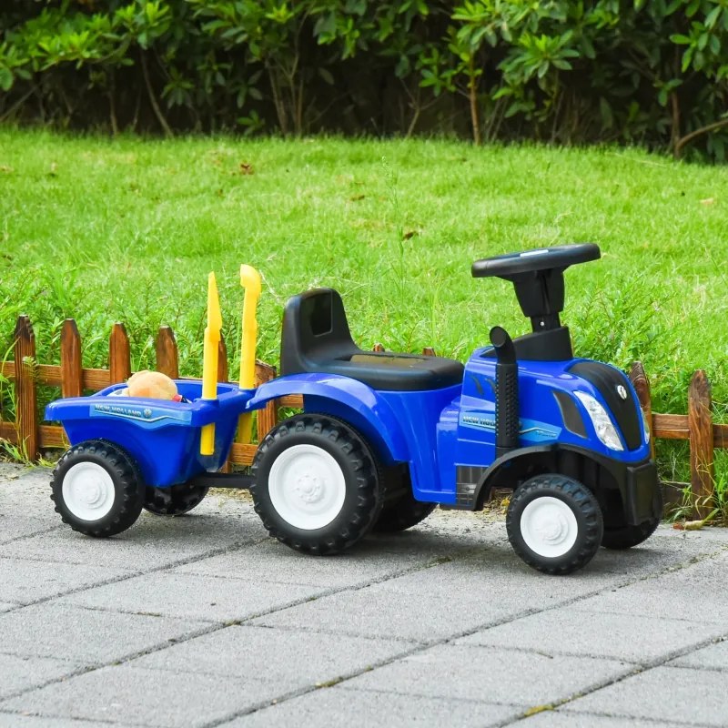 Dětské odrážedlo traktor s přívěsem, modré 370-173BU