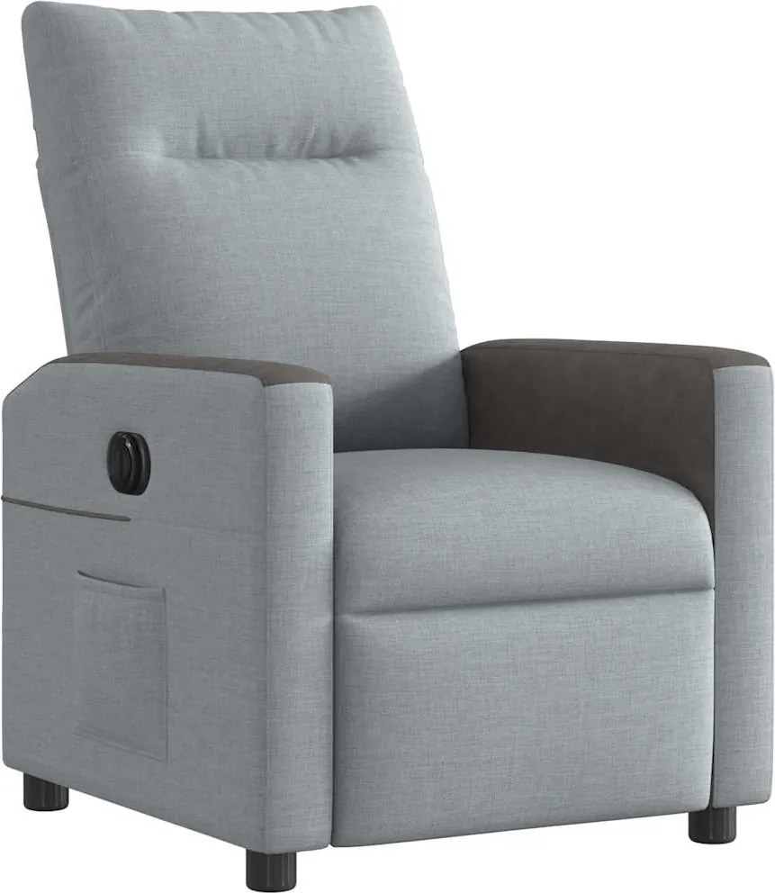 Elektrické polohovací křeslo světle šedé textil 3324038