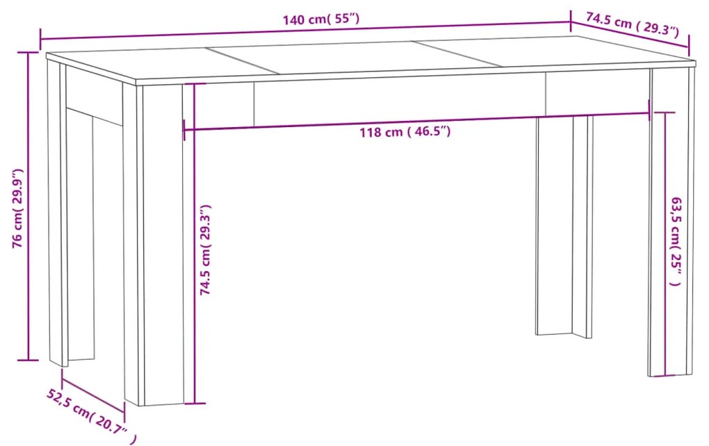 vidaXL Jídelní stůl černý 140 x 74,5 x 76 cm dřevotříska