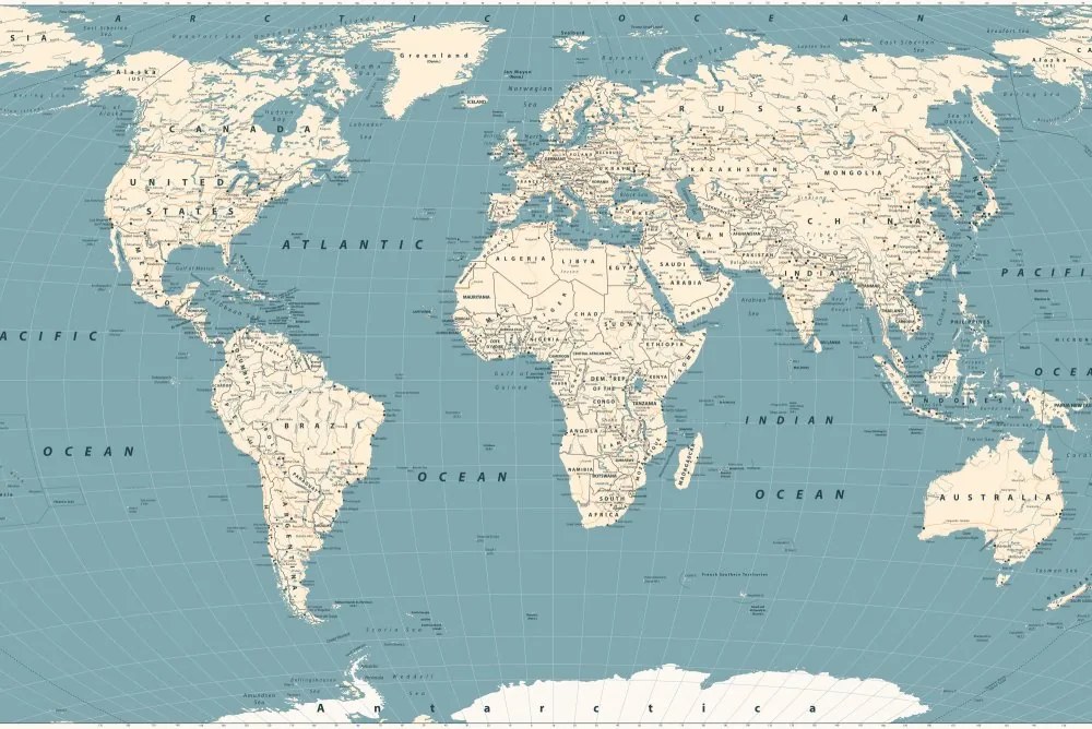 Fototapeta Mapa Světa Vliesová tapeta 135x90