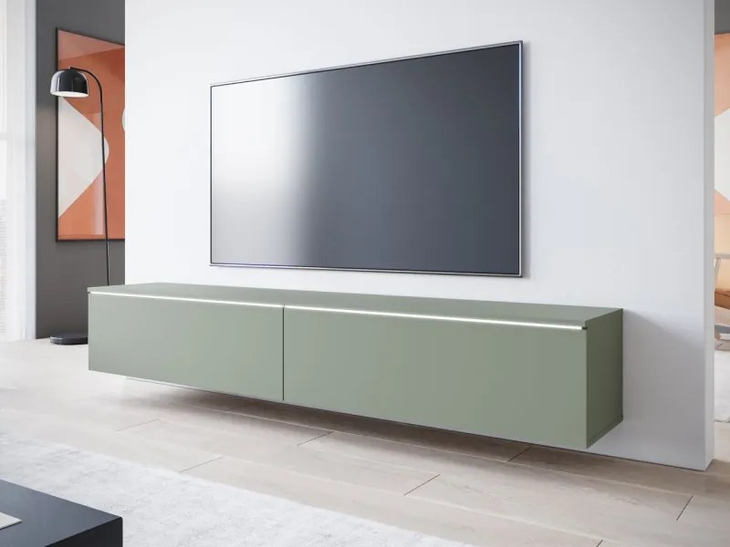 TV stolek Dlone 180, Barva: mlhavě zelená, Osvětlení: osvětlení LED - bílé
