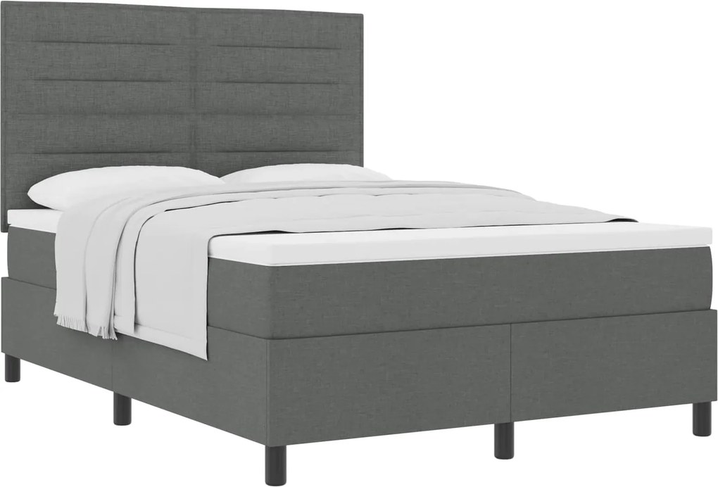 Postel s boxspringem s matrací Tmavě šedá 140 x 190 cm textil 3339309